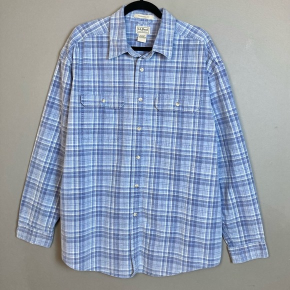 L.L. Bean | Shirts | Ll Bean Xl Mens Button Down Shirt Traditional Fit Thick Blue Plaid Vintage ...